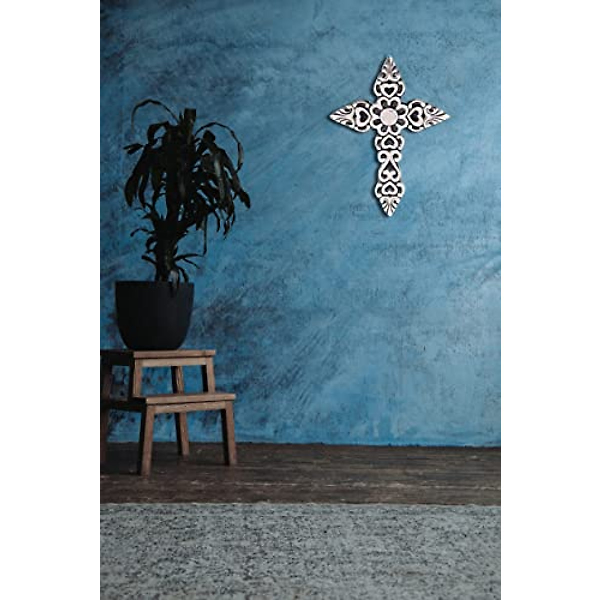 Ardour 9.7 Inch Antique Silver and Black Wall Cross For Home Decor.Metal Hanging Decorative Crosses Wall Decor.Cross For Wall Of Crosses,Religious Home Decor