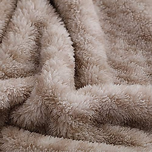 SOCHOW Melange Sherpa Throw Blanket, All Seasons 300GSM Lightweight Fuzzy Warm Super Soft Plush Fleece Blanket for Bed, Sofa and Couch, 60 x 80 inches, Camel