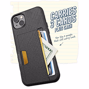 Smartish® iPhone 14 Plus Wallet Case - Wallet Slayer Vol. 2 [Slim + Protective] Credit Card Holder w/Kickstand - Drop Tested Hidden Card Slot Compatible w/Apple iPhone 14 Plus - Black Tie Affair