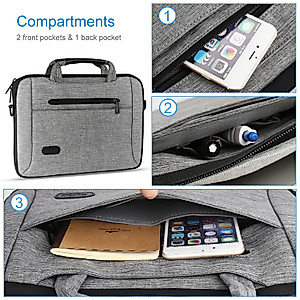 ProCase 14-15.6 Inch Laptop Bag Messenger Shoulder Bag Briefcase Sleeve Case for MacBook Pro 16" / Surface Book 3 15", 14 15 15.6 Inch Laptop Ultrabook Notebook MacBook Chromebook Computer –Grey