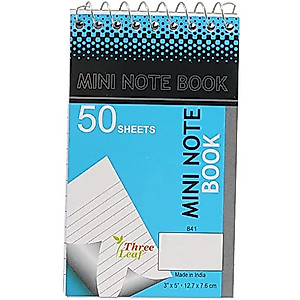 Personal Mini Notebooks, 3x5-Inch, College Ruled, White, 50 Pages per, Pack of 4 Colors: Black, Blue, Green, Red from Northland Wholesale. (2-Pack, 8 Mini-Notebooks)