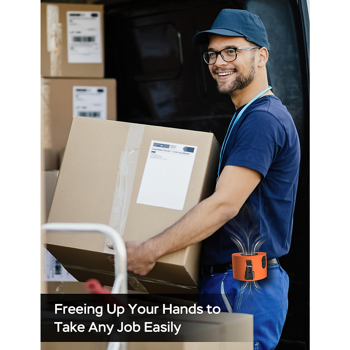 AddAcc 2024 Upgrade 10000mAh Waist Fan, 12000RPM Strong Airflow, Rechargeable Clip Belt Fan, 10 Speed, Max 24H Working Time, Personal Shirt Fan for Outdoor, Jobsite, Farms, Gifts for Men