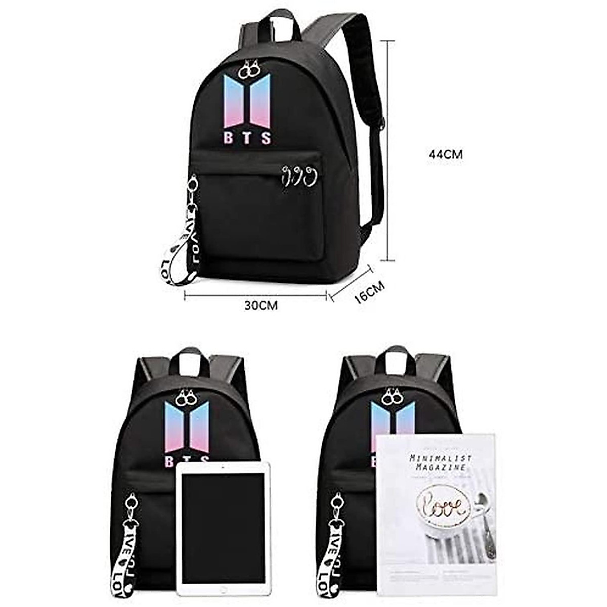 Yongshida Kpop Fashion BTS Backpack Colleage Bookbag School Bag Jimin Suga Jin Jhope RM jung kook V Fans Casual Daypack BTS Merchandise