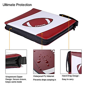 Football Cards Binder Holds Up to 720 Cards with 40 Sleeves, Famard Trading Card Binder with Wraparound Zipper and Convenient Carry Loop, 3-Ring Album for Card Collection Storage
