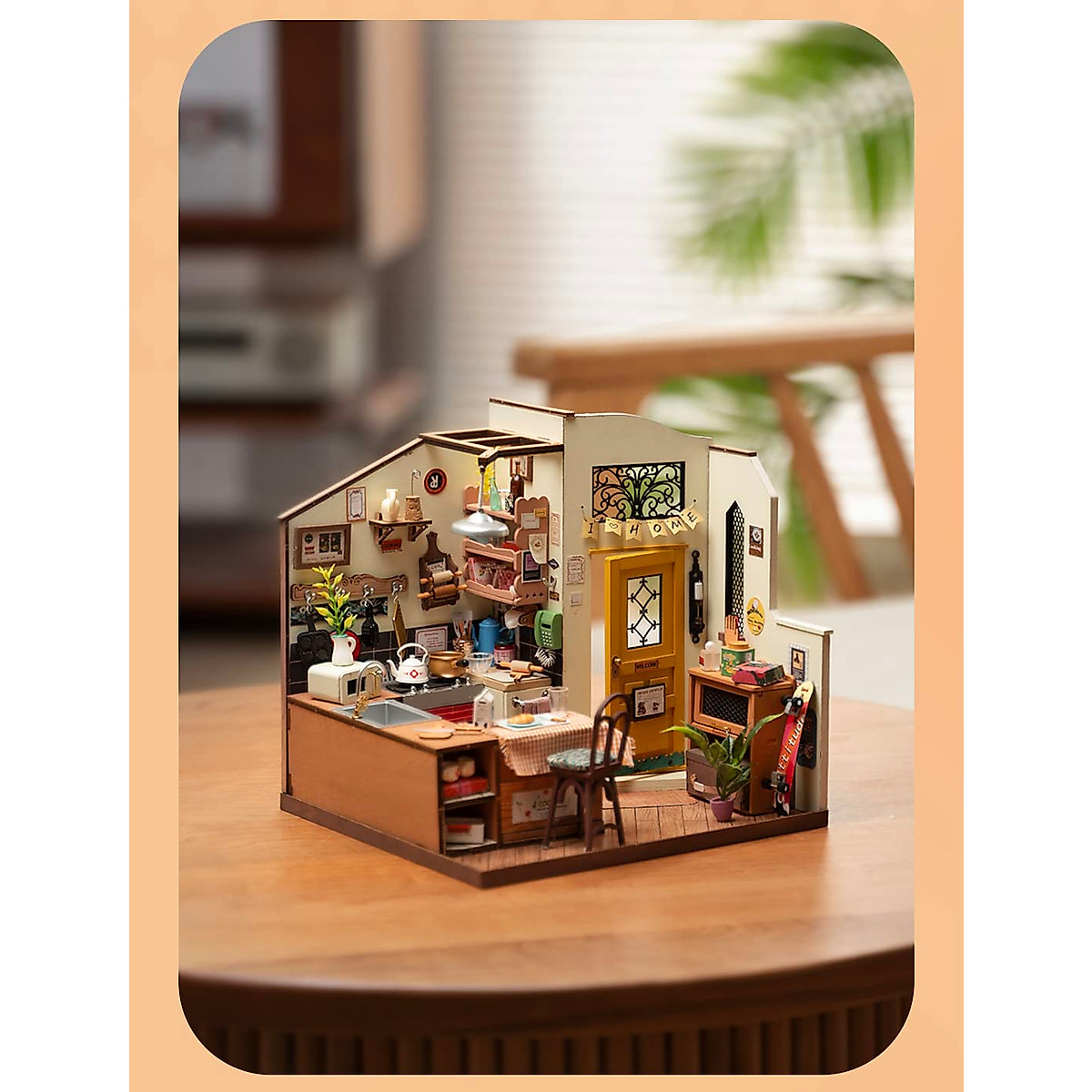 Rowood Miniature House Kit,DIY Miniature Dollhouse Kit for Adults,Model Kits for Adults to Build with LED,Birthday for Teens(Homey Kitchen)