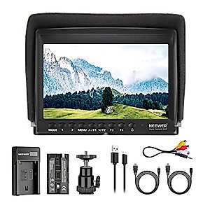 Neewer F100 7 Inch Camera Field Monitor HD Video Assist Slim IPS 1280x800 HDMI Input 1080p with 2600mAh Li-ion Battery/USB Charger for DSLR Cameras, Handheld Stabilizer, Film Video Making Rig