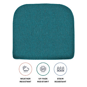 Honeycomb Indoor/Outdoor Textured Solid Teal Rounded Seat Cushion: Recycled Fiberfill, Weather Resistant, Comfortable and Stylish Pack of 2 Patio Cushions: 21” W x 18.5” D x 2.5” T