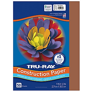 PACON - 103031 Pacon Tru-Ray Heavyweight Construction Paper, Festive Red, 9" x 12", 50 Sheets - 103431 & 103031 Tru-Ray Heavyweight Construction Paper, Warm Brown, 9" x 12", 50 Sheets