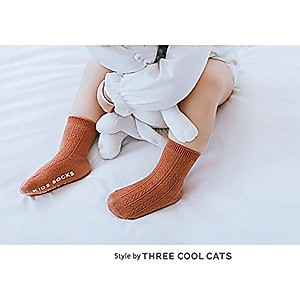 QandSweet Baby Boy Combed Cotton Socks Toddler Ankle Sock Non-Skid for Newborn Infant Childrens (0-6M, 9 Colors)