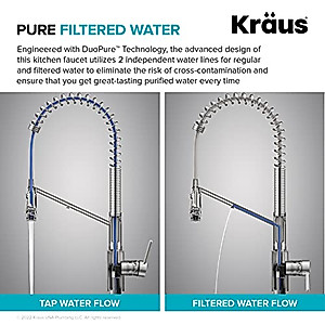 KRAUS Oletto 2-in-1 Commercial Style Pull-Down Single Handle Water Filter Kitchen Faucet for Reverse Osmosis or Water Filtration System in Spot-Free Antique Champagne Bronze, KFF-2631SFACB