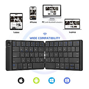 Multi-Device Bluetooth Foldable Keyboard, Samsers Wireless Portable Folding Keyboard, Full Size Ultra Slim Rechargeable Keyboard Connect Up to 3 Devices for IOS Android Windows phone Tablet and Laptop