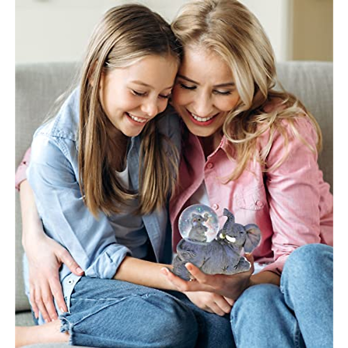 COTA Global Elephant Snow Globe - Wildlife Animal Water Globe Figurine with Sparkling Glitter, Zoo Collectible Novelty Ornament for Home Decor, for Birthdays, Christmas, Valentine - 45mm