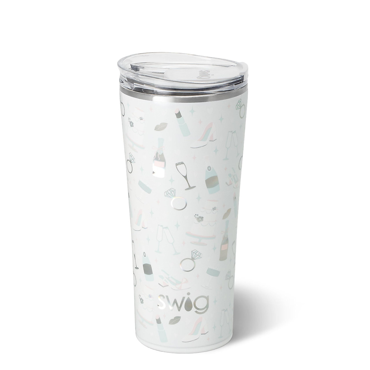Swig Life 22oz Insulated Tumbler, Travel Coffee Tumbler with Lid, Cup Holder Friendly Travel Coffee Mug, Stainless Steel Thermos (Bride to Be)