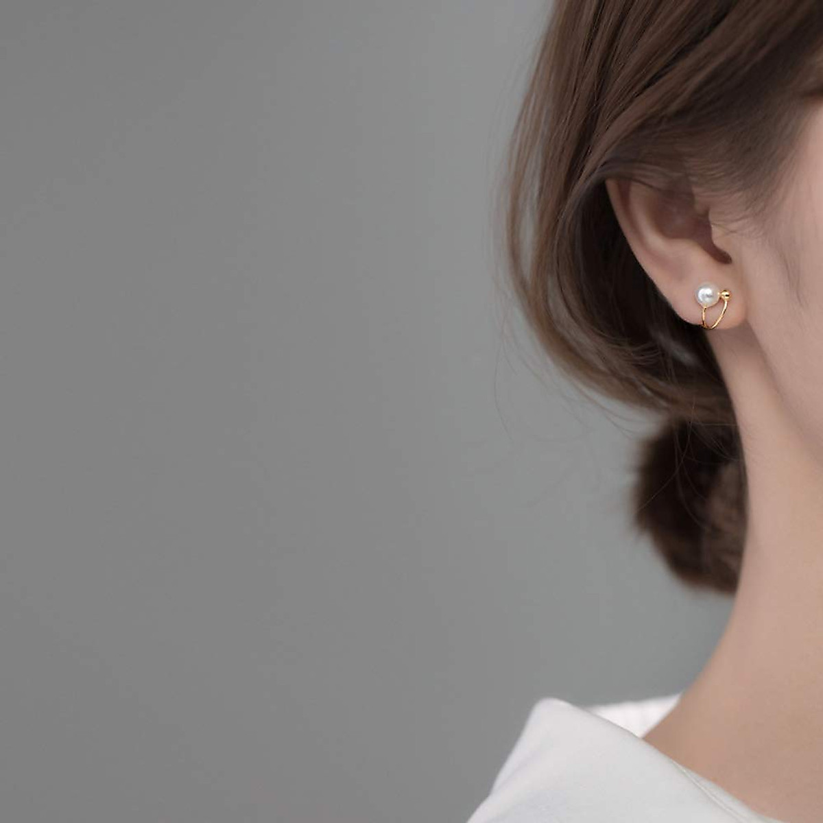 Dainty Pearl Ear Cuffs Wrap Earrings Sterling Silver 14K Gold Plated Cross Criss Cartilage Huggie Hoop Stud Earrings Non Piercing Minimalist Jewelry Cute Gifts for Women BFF