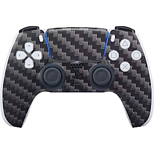 Skinit Decal Gaming Skin Compatible with PS5 Controller - Black Carbon Fiber Specialty Texture Material Design