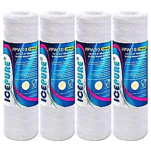 5 Micron 10" x 2.5" String Wound Sediment Water Filter Cartridge for Well filter Universal Replacement for Any 10 inch RO Unit, WP-5, Aqua-Pure AP110, CFS110, Culligan P5, WFPFC4002, WP-5, CW-MF,4PACK