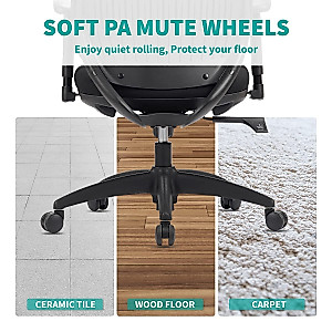 Ergonomic Office Chair, Home Office Work Chairs with Lumbar Support and Adjustable Arms, Swivel Computer Task Chairs with PA Wheels, Removable and Washable Fabric Backrest Cover, Tilt Function Chairs