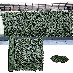 POPG Expandable Faux Fence Artificial Ivy Leaf Fence Mesh Screen Fencing Panels for Outdoor Garden Porch Patio Yard Balcony Decor, Artificial Hedges