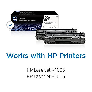 HP 35A Black Toner Cartridges (2-pack) | Works with HP LaserJet P1005, P1006 | CB435D