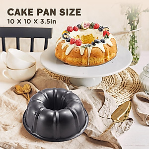 KITESSENSU 9 inch Non-Stick Cake Pans, 12 Cups Premium Fluted Cake Pans for baking, Heavy Duty Carbon Steel Tube Pan Baking Mold-Grey