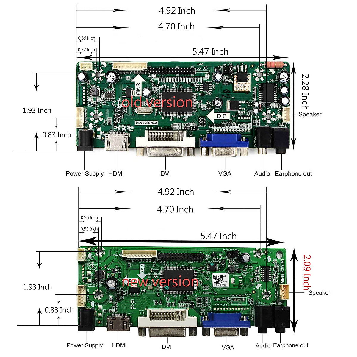 VSDISPLAY HD-MI VGA DVI Audio LCD Driver Board for 20.1" 22" M201EW02 M220EW01 1680x1050 4CCFL 30Pin LCD Panel