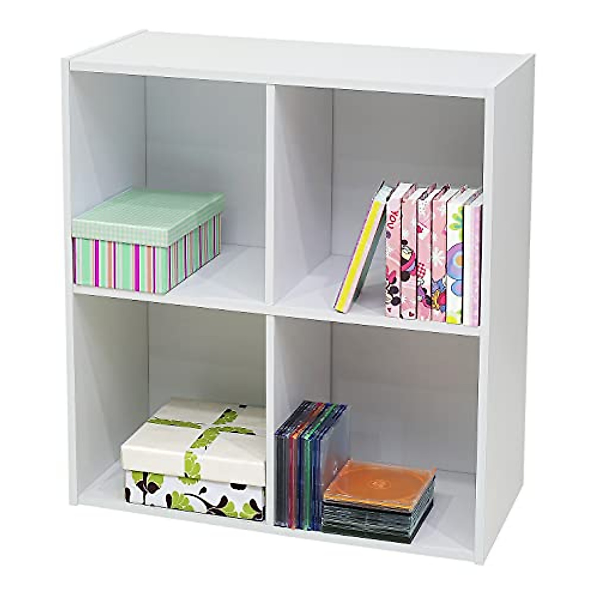 KB Designs - 4-Cube Bookcase, Unit Shelf, Storage Organizer, White