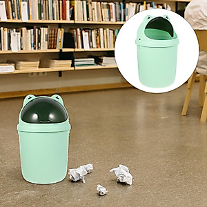 Amosfun Cartoon Frog Trash Can Plastic Garbage Bin with Lid Garbage Can Rubbish Pail Waste Basket Toilet Paper Bucket for Bathroom Kitchen Office Dorm
