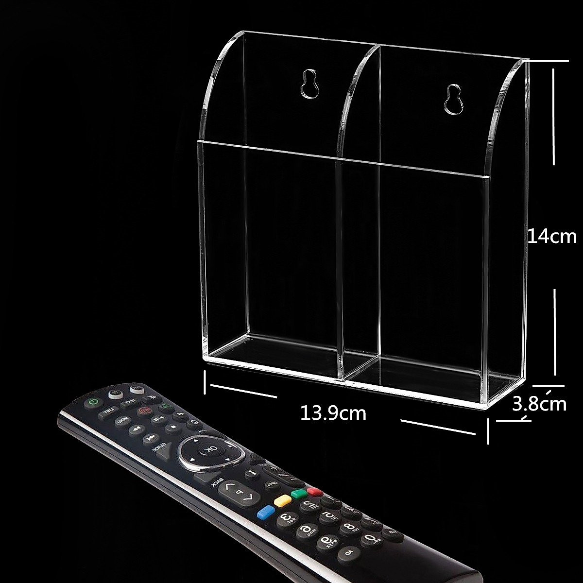 MyJell Acrylic TV Remote Control Holder Wall Mount Storage Box Media Organizer Rack
