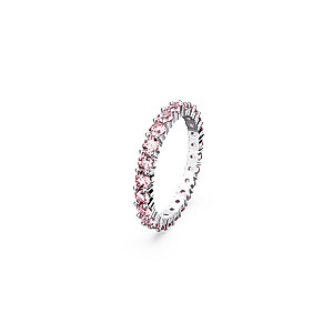 SWAROVSKI Matrix Vittore Ring, Pink Stones on a Rhodium Finished Band, Size 7, Part of the Matrix Vittore Collection