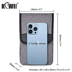 KIWIFOTOS Travel Cell Phone Pouch Belt Pouch, Phone Holster Crossbody Bag with Shoulder Strap for iPhone Case Holder for Hand with Neck Lanyard Smartphone Memory Card Power Bank Charger Passport