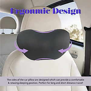 Support Travel Car Headrest Pillow, 100% Memory Foam Car Pillow, Adjustable Strap & Breathable Removable Cover, Ergonomic Design Neck Pillow - Car Neck Pillow for Driving/Neck Pain Relief(Black, 1P)