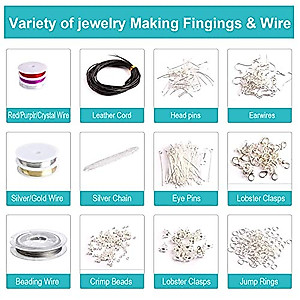 Jewelry Making Kit, 2062 pcs DIY Making Supplies for Bracelet, Necklace, Earrings Making, Great Gift for Girls and Adults with Beads,Jewelry Charms Findings,Pearl,Spacer Beads Wire Cord Pliers Caliper