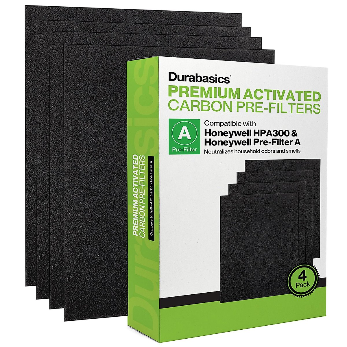 Durabasics Pre-Filters for Honeywell HPA300 Replacement Filters, Honeywell Prefilter A, Honeywell Filter A, Prefilter for Honeywell Air Purifier, Honeywell Pre Filter Replacement, HRF-AP1-4 Pack