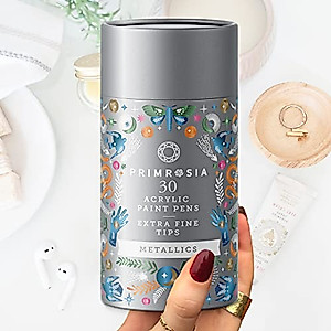 Primrosia 30 Metallic Markers - Acrylic Paint Pens – Extra Fine Tip Metallic Markers Set. Art supplies for DIY Craft, Drawing, Ceramics, Coloring, Rock Painting, Calligraphy and Lettering