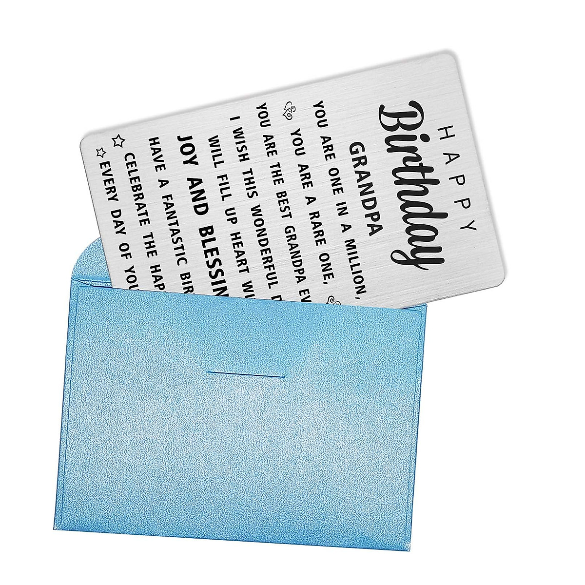 ABNTY Grandpa Happy Birthday Card, Great Grandfather Birthday Gifts Ideas, Metal Engraved Birthday Greeting Card for Grandpa Grandfather