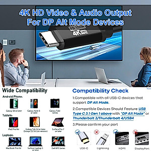 USB C to HDMI Cable 25FT 4K60HZ,USB Type C to HDMI Adapter, Thunderbolt 3/4 to HDMI Cable Compatible with Galaxy S22 /S20, MacBook Pro/Air 2020, iPad Pro 2021/2020, Surface Book 2, XPS 15