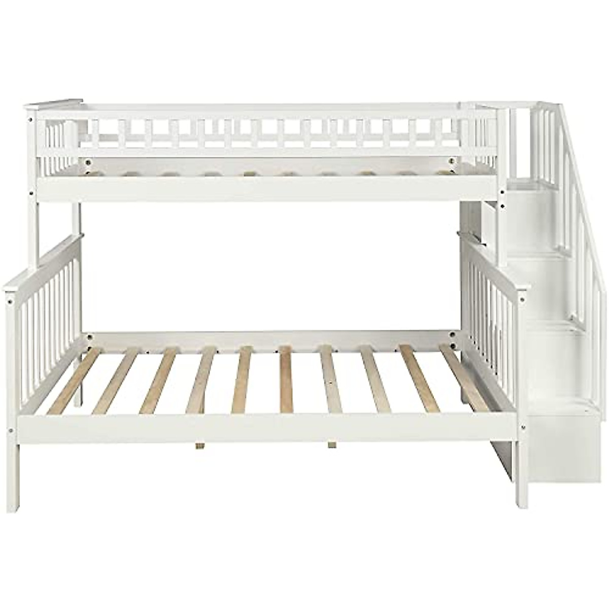ATH-S Bunk Beds Twin Over Twin Wood Bunk Bed Frame for Boys Girls Teens, Can be Divided into 2 Beds, Gray (Color : White, Size : Twin Over Full)