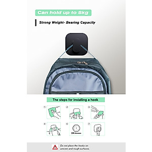 Aikzik Adhesive Hooks - 4 Pack Towel Wall Hooks for Bathrooms, Stainless Steel Waterproof Shower Sticky Hooks for Hanging, Matte Black