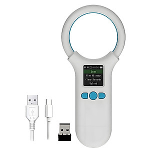 Rabitpos Pet Microchip Scanner, Bluetooth Animal Tags Reader with 1.44'' TFT Display Screen, Handheld Rechargeable Pet Chip ID Tag Scanner 500 Data Storage for Livestock Poultry Management