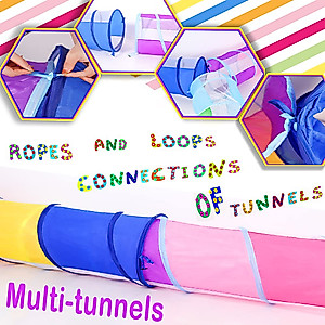 Andy Yeatese Kids Play Tunnel for Toddlers, Crawling Tunnel for Girls, Boys, Cat or Dogs, Indoor and Outdoor Babies Pop Up Toys Tent, 5-ft (Purple/Pink red)