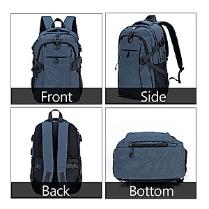 Widfre Basketball Backpack with USB Charging Port, Durable Men's Laptop Backpack for Outdoor with Ball Compartment (Navy)