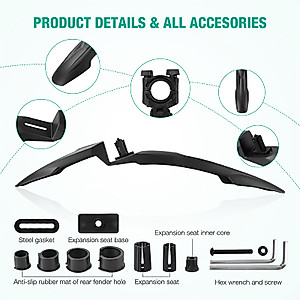 Rimore Bicycle Bike Fender Mudguard, Adjustable Mountainbike Bicycle Fenders for 26, 27.5, 29In Splash Guard Front Rear MTB Mud Guard Bicycle fender