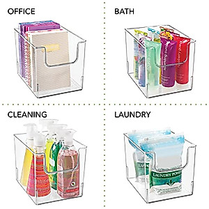 mDesign Modern Plastic Open Front Dip Storage Organizer Bin Basket for Kitchen Organization - Shelf, Cubby, Cabinet, Cupboard, and Pantry Organizing Decor - Ligne Collection - Clear
