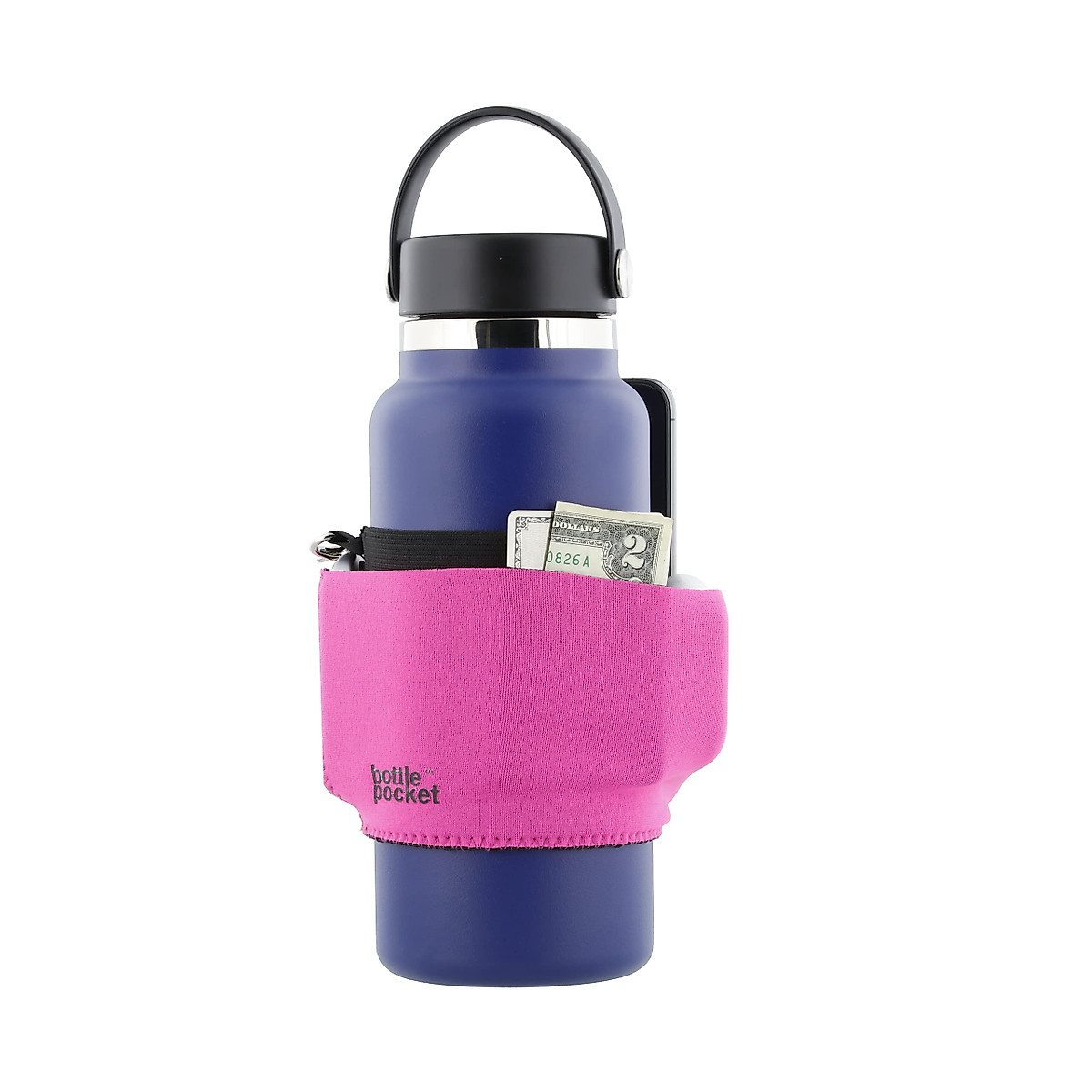 Bottle Pocket, Pocket for Bottle (Wide, Black & Gray)
