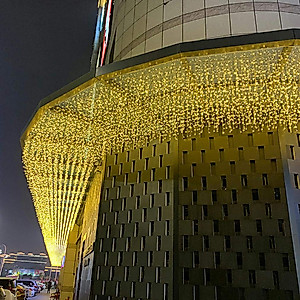 ZIMINGU Icicle Diwali Lights Outdoor, Christmas Hanging Window Curtains Dangling 13FT 96LEDs 8 Modes Weeping Willow Ceiling Fairy String Lights for Indoor Decorations, Warm White 4M