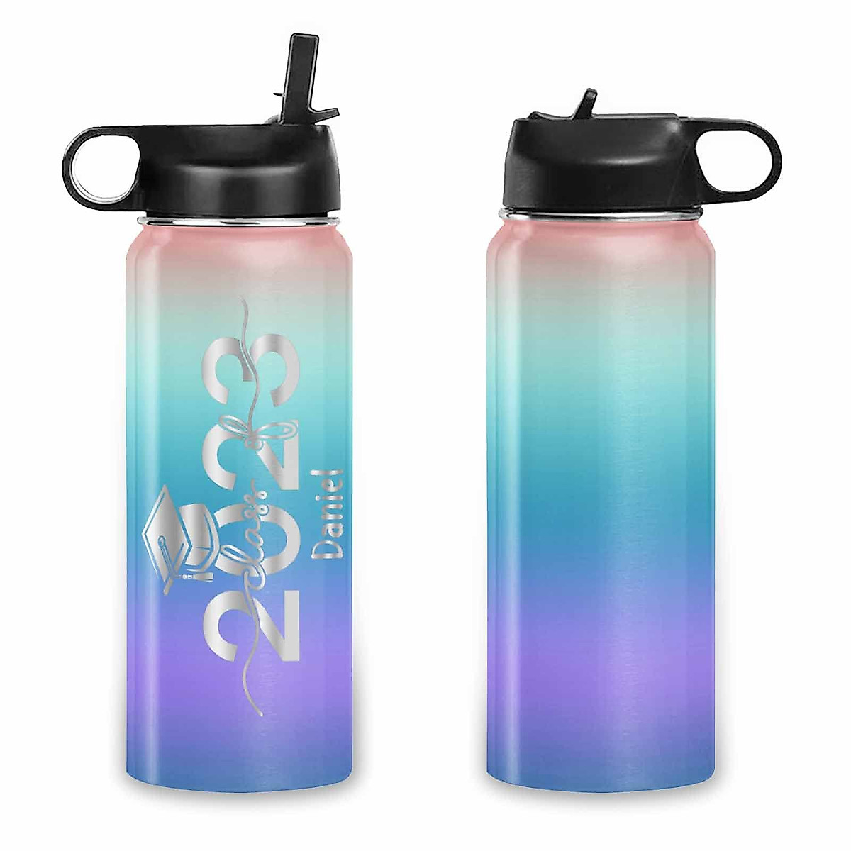 Personalized Class of 2023 Water Bottle, Custom Sports Water Bottle with Name Customized Insulated Bottle Stainless Steel Vacuum Cup, Funny Birthday Graduation Gift for Boys Girls Women Men 18oz/32oz