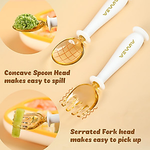 Aurrea Toddler Forks and Spoons Set with travel case, Kids utensils for self-feeding bendable handle,Safe silicone Children Spoon and Fork,Toddler utensils,Silicone Grip and PPSU Head, Aged 6M+