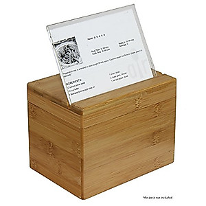 Oceanstar Bamboo Recipe Box with Divider, Natural, 6.80" W x 4.90" D x 5.10" H
