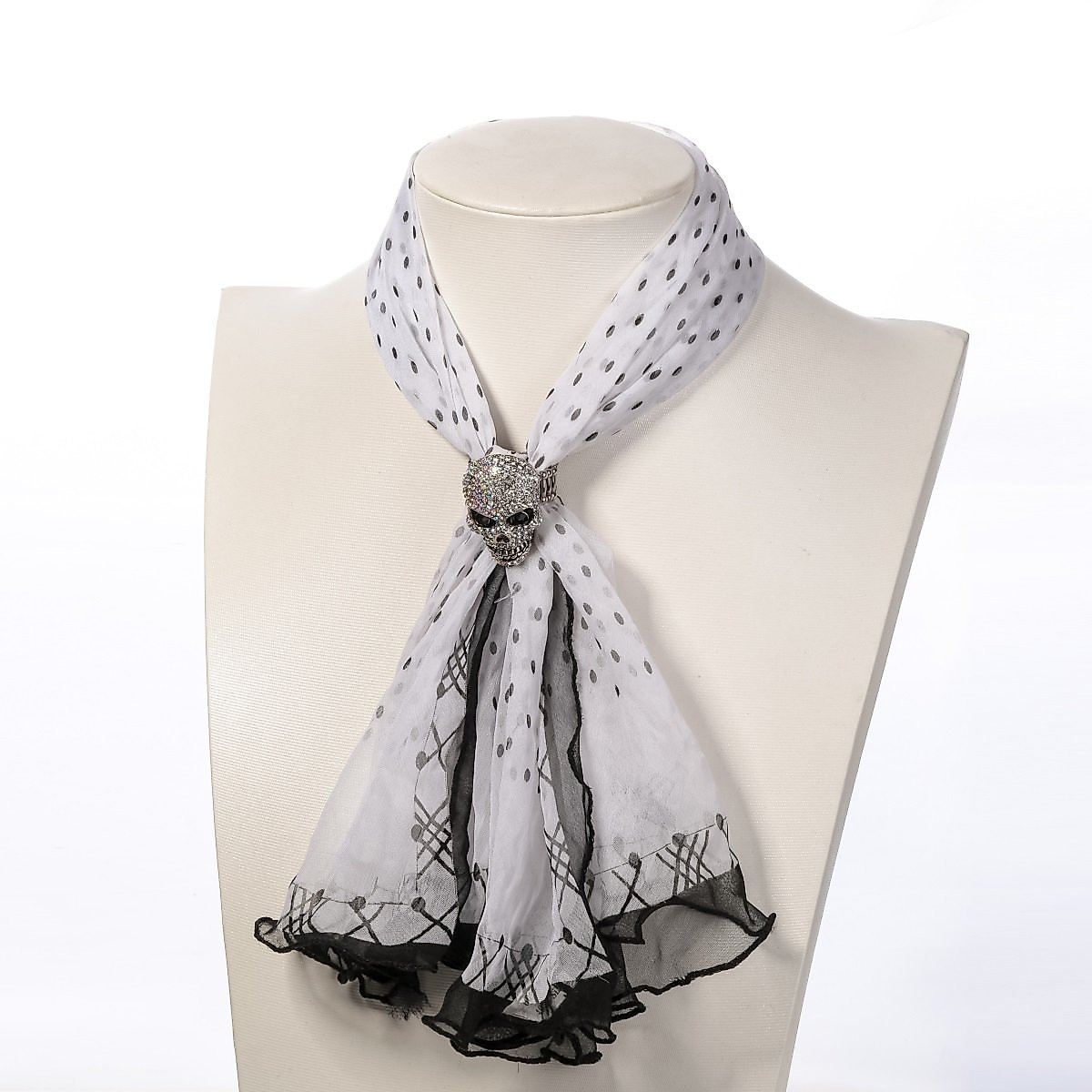 Szxc Women's Skull Stretch Ring Fit Finger Size 7 to 9, Elastic Band Ring, Moving Jaw, Silk Scarf Holder, Women Biker Jewelry