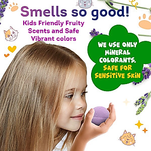 Bath Bombs for Kids Set with Cat Toys Surprise Inside for Kids - Surprise Cute Cats Inside Each Fizzy Bath Ball - Natural and Safe for Girls, Boys, Teens - Perfect for Gift - Handmade in USA